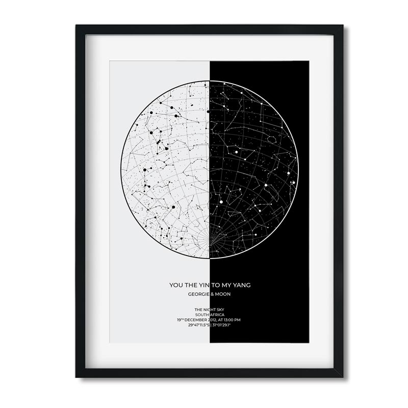 Personalised Star Map Yin Yang – Georgie & Moon