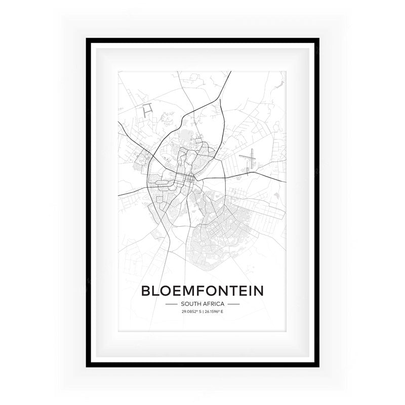 Bloemfontein City Map Poster | Shop Online – Georgie & Moon