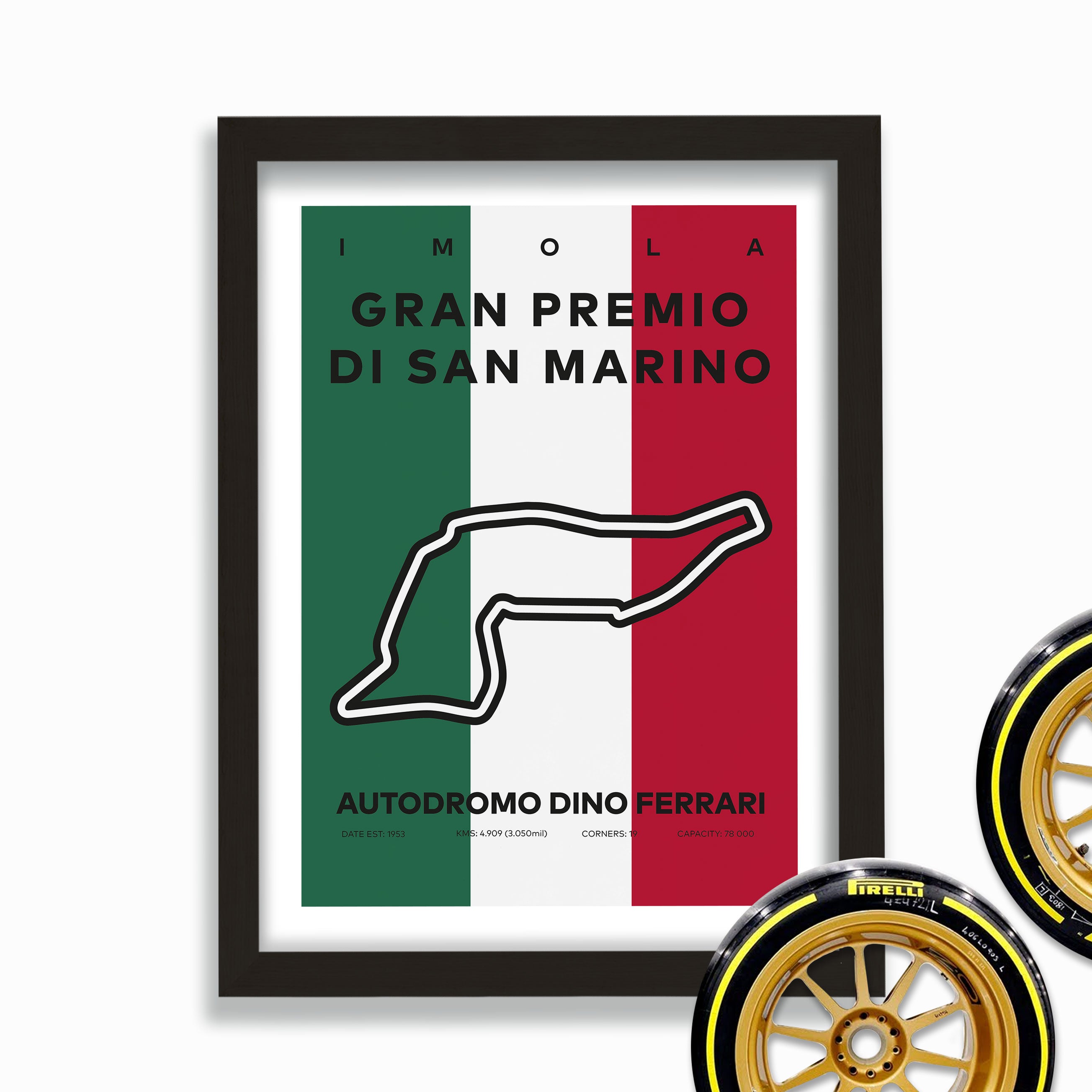 Formula Imola Circuit Poster With Flag – Georgie & Moon